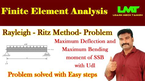 Rayleigh Ritz Problemfinite Element Analysis 1 D Beam Problem Solved Ssb With Udl Youtube