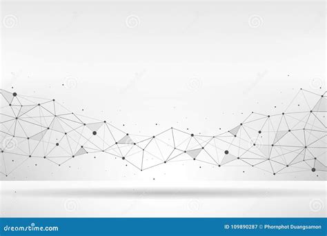 Abstract Geometric Polygonal Shape With Connecting Dots And Lines On White Background Abstract
