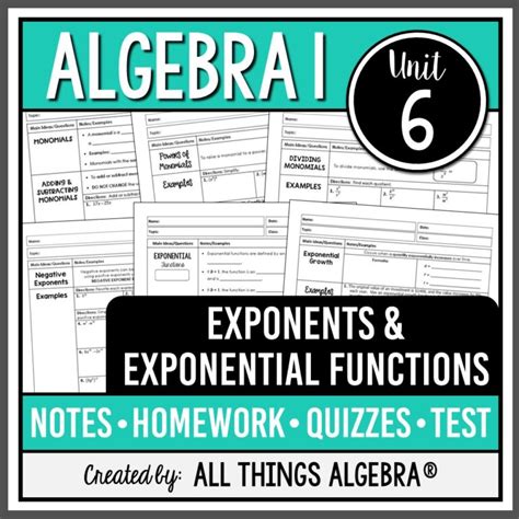 algebra 1 unit 6 exponents and exponential functions all things algebra®