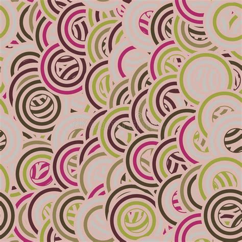 Seamless Concentric Circle In Retro Colors Surface Pattern Design For Print Stock Illustration