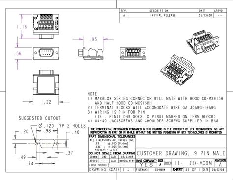 Maxblox Db9 Male To Terminal Block