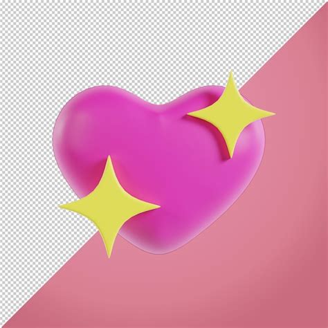 Premium Psd Sparkling Heart Emoji D Render Illustration