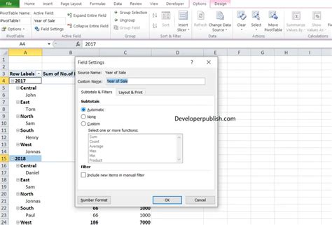 Subtotals And Grand Totals In Excel Pivot Tables Developer Publish