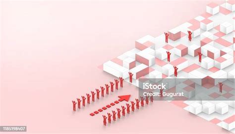 리더십 영감과 레드 사업가 기호 창조적 인 아이디어 개념 미로 전시 최소하고 현대적인 핑크 파스텔 배경 3d 렌더링 3차원 형태에 대한 스톡 사진 및 기타 이미지 Istock