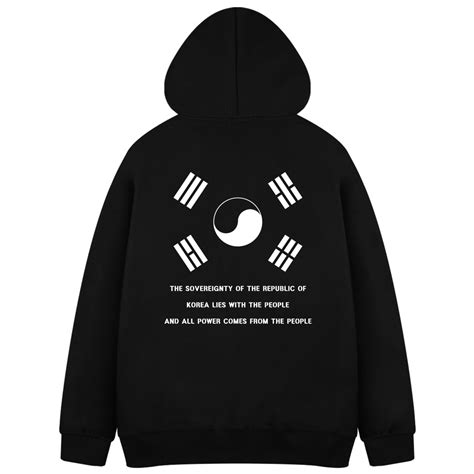 태극기 국뽕 프린팅 후드 티셔츠 남자 여자 커플 시밀러룩 세미오버핏 빅사이즈 4color