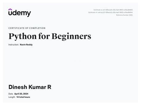 Completed Python Course By Udemy Dinesh Kumar R Posted On The Topic