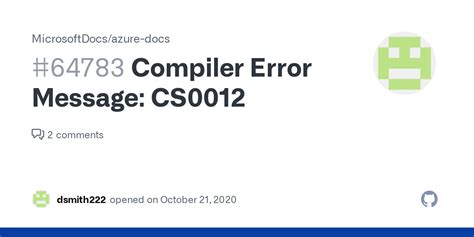 Compiler Error Message CS0012 Issue 64783 MicrosoftDocs Azure