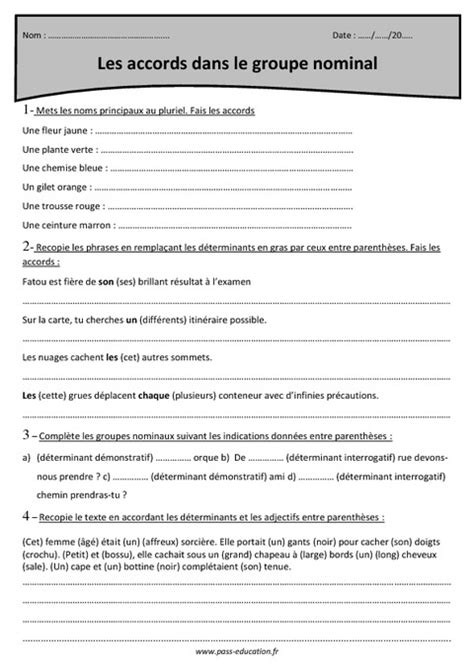 Accord Dans Le Groupe Nominal Cm Exercices En Ligne Hot Sex Picture