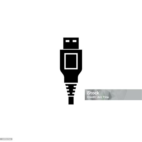 Usb 케이블 플러그 전원 커넥터 유형 A 플랫 벡터 아이콘 그림 흰색 배경에 간단한 검은 기호 Usb 케이블 플러그 전원 커넥터 유형 웹 및 모바일 Ui 요소에 대한 기호