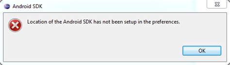 location of the android sdk has not been setup in the preferences uncutvision