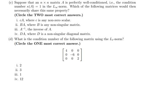 Solved C Suppose That An N X N Matrix A Is Perfectly
