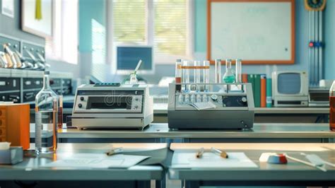 A Set Of Neatly Organized Lab Equipment On A Table In A Science