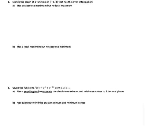 Solved 1 Sketch The Graph Of A Function On 1 2 That Has Chegg Com