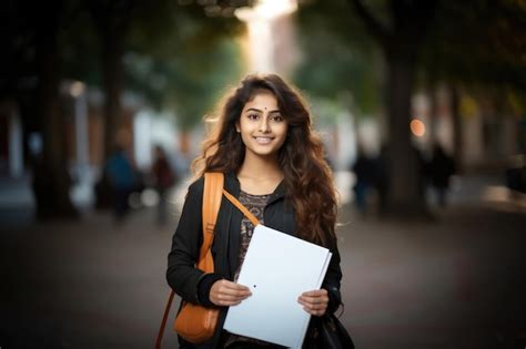 Pretty Indian College Girl At The University Premium Ai Generated Image