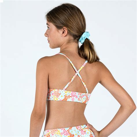 Girls Swimsuit Top 100 Lila Pantai White