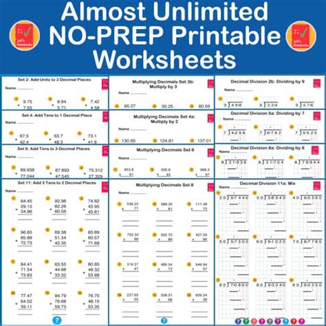 Decimals Add Subtract Multiply Divide Standard Algorithm Bundle