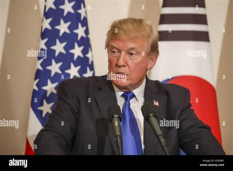 Seoul South Korea 7th Nov 2017 Us President Donald Trump Speaks