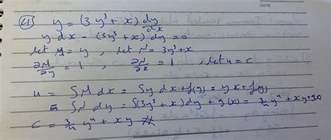 Hello Guys So I Solved This Differential Equation Knowing That The Partial Derivative Of M