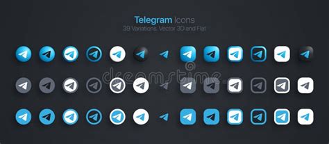 Telegram Icons Set Modern 3d And Flat In Different Variations Editorial