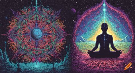 Vibrant Psychedelic Artwork Of Stylized People Dancing In A Field Under