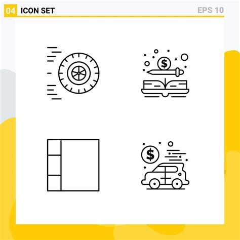 User Interface Pack Of 4 Basic Filledline Flat Colors Of Motion Banking Book Money Economy