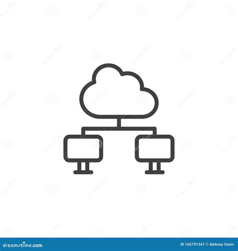 Cloud Computing Connection Line Icon Stock Vector Illustration Of