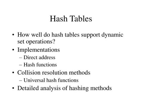 Ppt Hash Tables Powerpoint Presentation Free Download Id4175797