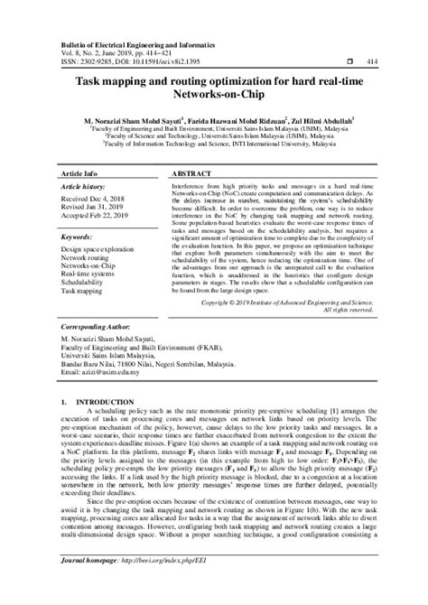 Pdf Task Mapping And Routing Optimization For Hard Real Time Networks
