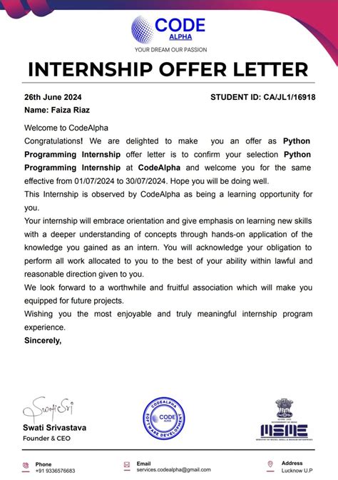 Faiza Riaz On Linkedin Codealpha Internship Pythonprogramming