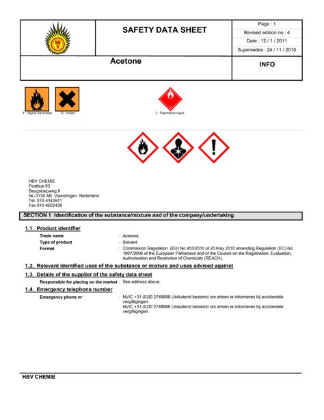 Material Safety Data Sheet Acetone At Brodie Bolden Blog