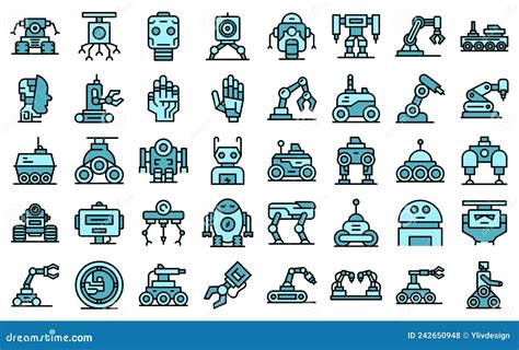 Robotics Icons Set Vector Flat Stock Vector Illustration Of Process Computer 242650948