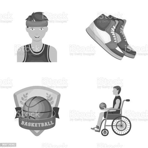 디자인에 대 한 설정된 컬렉션에 흑백 아이콘 농구 및 특성 농구 선수 및 장비 기호 재고 웹 일러스트 벡터 0명에 대한 스톡 벡터 아트 및 기타 이미지 Istock