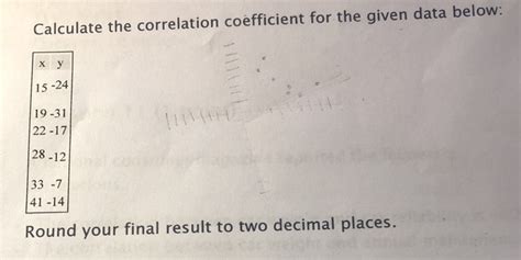 solved calculate the correlation coefficient for the given