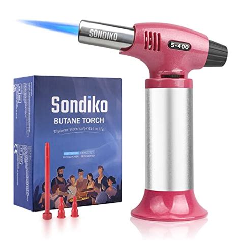 Sondiko Butane Torch Ps400 Culinary Kitchen Torch Refillable Blow Torch Lighter With Safety