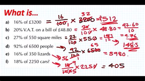 Calculating Percentages Of Amounts Six Questions Revision Video Ii Youtube