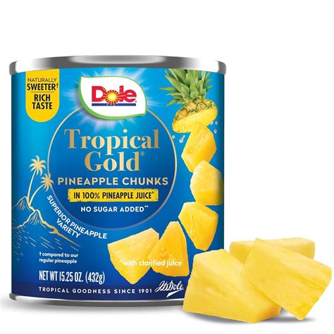 Dole Canned Fruit Tropical Gold Pineapple Chunks In 100 Pineapple