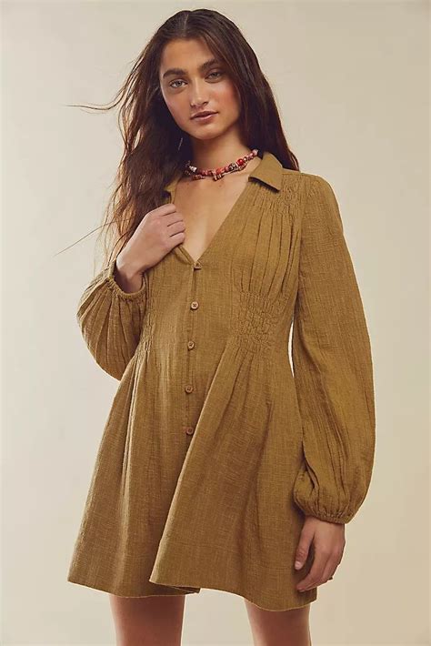 Free Est Fall Cotton Mini Dress Fall Mini Dress With Long Sleeves