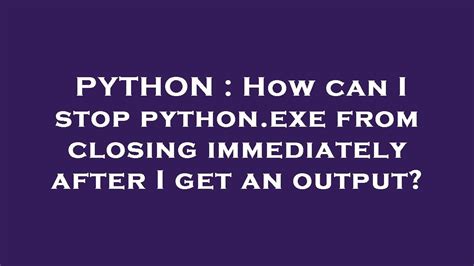 python how can i stop python exe from closing immediately after i get
