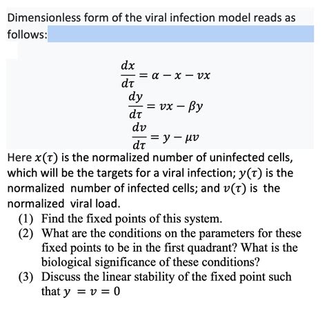 Solved Dimensionless Form Of The Viral Infection Model Reads