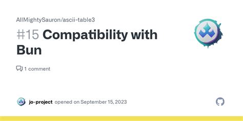 Compatibility With Bun · Issue 15 · Allmightysauron Ascii Table3 · Github