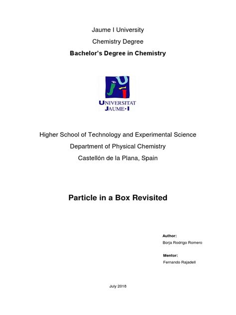 Particle In A Box Revisited Tfg Borja Rodrigo Pdf Perturbation
