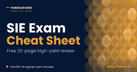 Sie Exam Cheat Sheet — Free 22 Page High Yield Review 2026 Pangolin