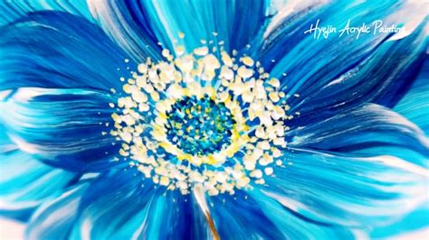 쉬운 아크릴 페인팅 기법 파란색 꽃 초보를 위한 아크릴화 Youtube