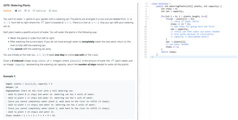 Watering Plants Leetcode 2079