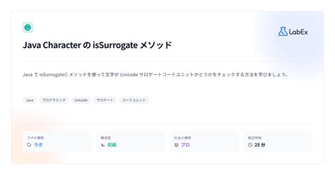 Java プログラミング Unicode サロゲートコードユニット Labex