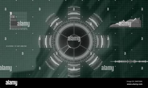 Image Of Round Scanner And Data Processing Against Tall Buildings