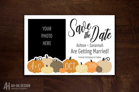 Fall Pumpkin Save The Date Printable Invitation Autumn Etsy