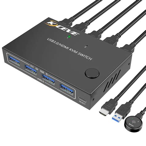 Kceve Kvm Switch 2 Ports Hdmi Usb 3 0 Kvm Switcher Box With Edid Emulator Function Support 4K