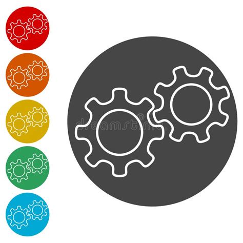 Outline Gear Icons Set Stock Vector Illustration Of Factory 166870754