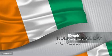 아이보리 코스트 해피 인디펜던스 데이 인사말 카드 템플릿 텍스트 벡터 일러스트가 있는 배너 독립에 대한 스톡 벡터 아트 및 기타